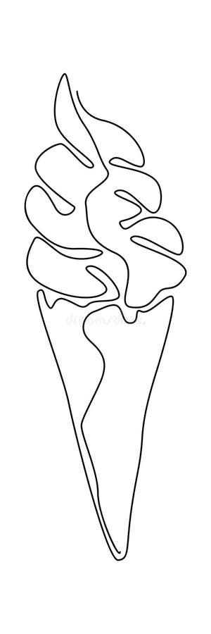 Swirl of Soft-serve Ice Cream in Cone Stock Vector - Illustration of ...