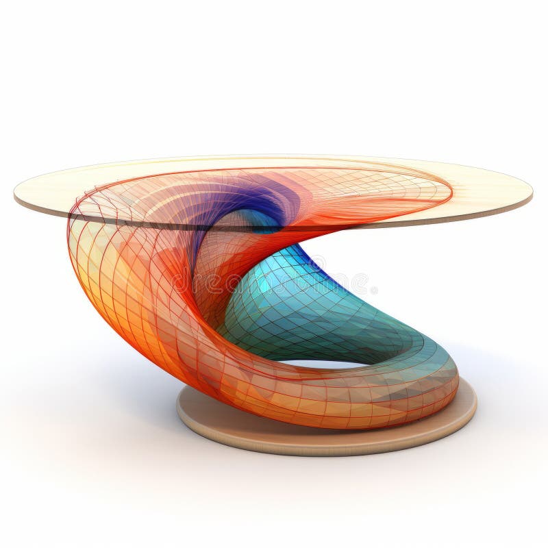 Swirl Table: an Algorithmic Art Dining Table with Anaglyph Effect Stock ...