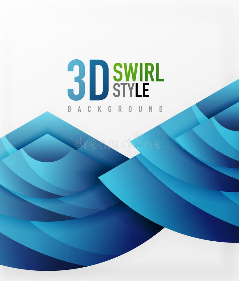 Swirl and Wave 3d Effect Objects, Abstract Template Vector Design Stock ...