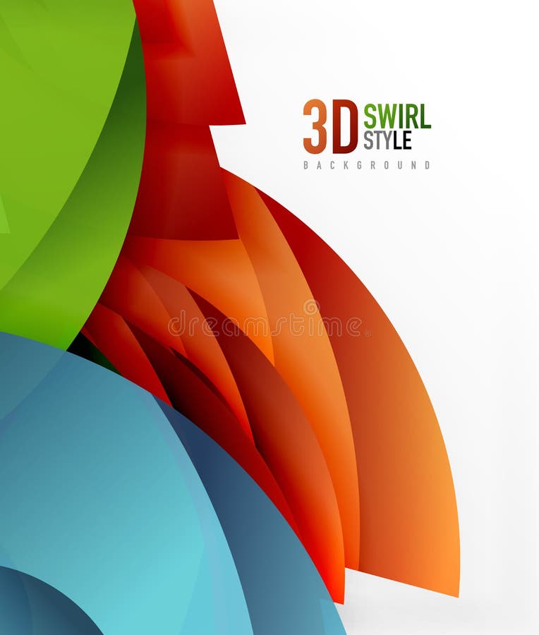 Swirl and Wave 3d Effect Objects, Abstract Template Vector Design Stock ...