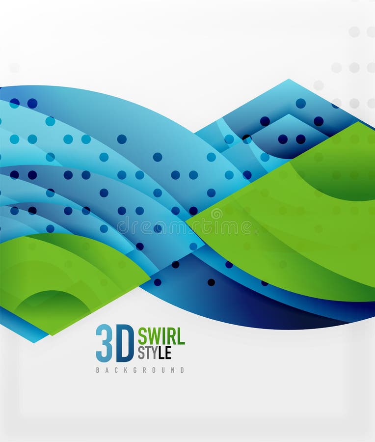 Swirl and Wave 3d Effect Objects, Abstract Template Vector Design Stock ...