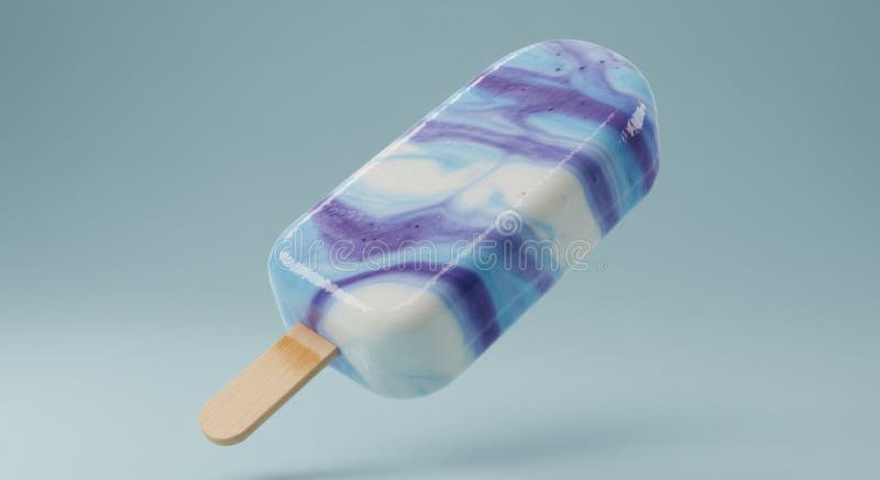 Swirled Blue and Purple Popsicle on Light Blue Background Stock ...