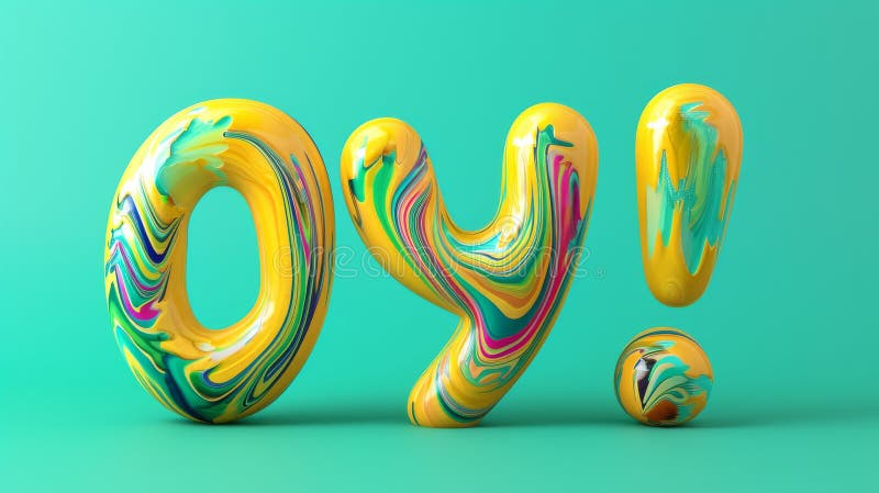 Swirled 3D Typography "OY!" in Multicolored Marble Effect Stock Photo ...