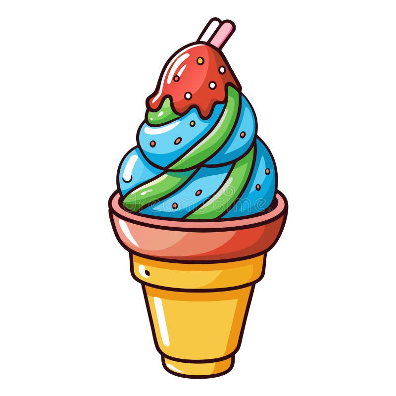 Swirled Ice Cream Cone with Yellow and Blue Layers Stock Image ...