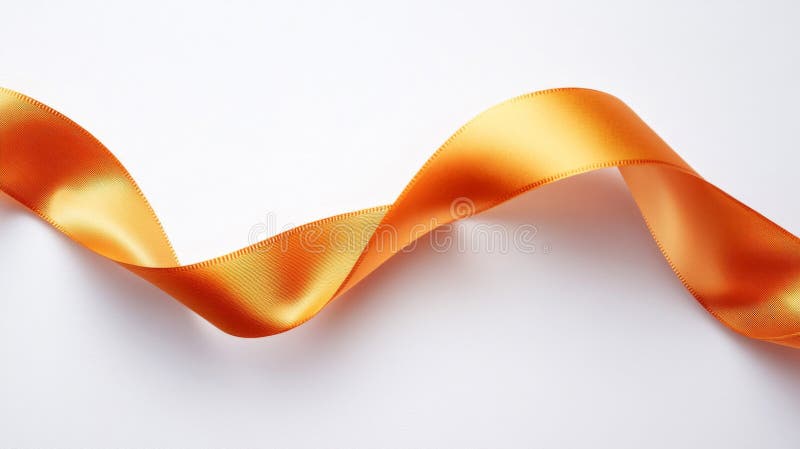 A Swirled Orange Satin Ribbon on White Background Stock Illustration ...