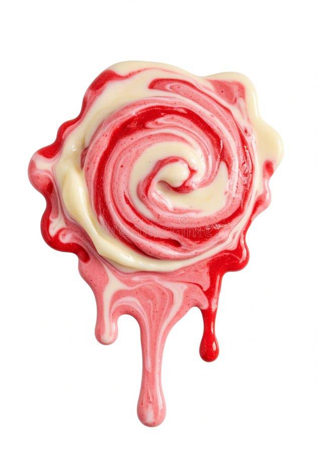 Swirled Pattern of Red and White Resembling Dripping Paint or Syrup ...