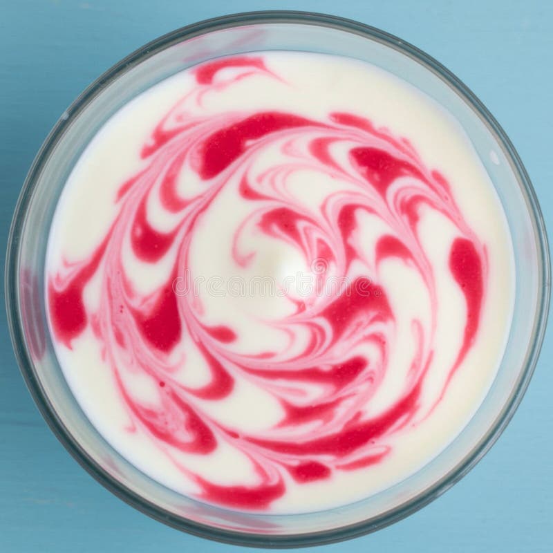 Swirled Raspberry Yogurt in Glass Bowl Stock Illustration ...
