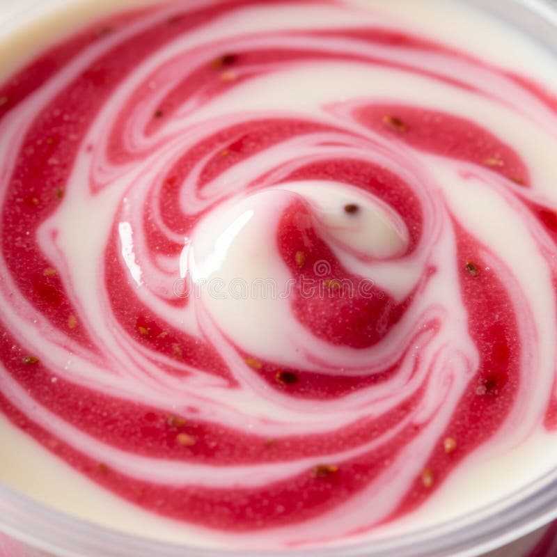 Swirled Strawberry Yogurt in a Cup Stock Illustration - Illustration of ...