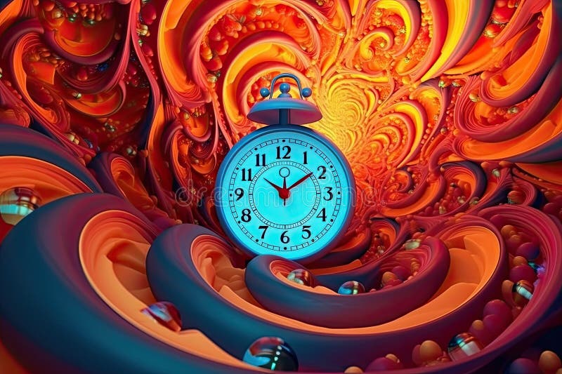 Swirled surreal clock stock image. Image of night, deadline - 311804211