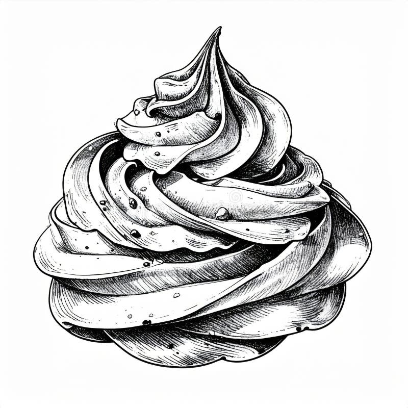 Swirled Whipped Cream Dessert Illustration Stock Illustration ...