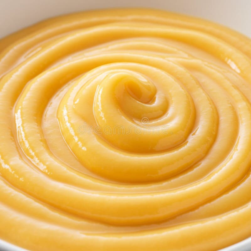 Swirled Yellow Custard in Bowl Close Up Stock Illustration ...