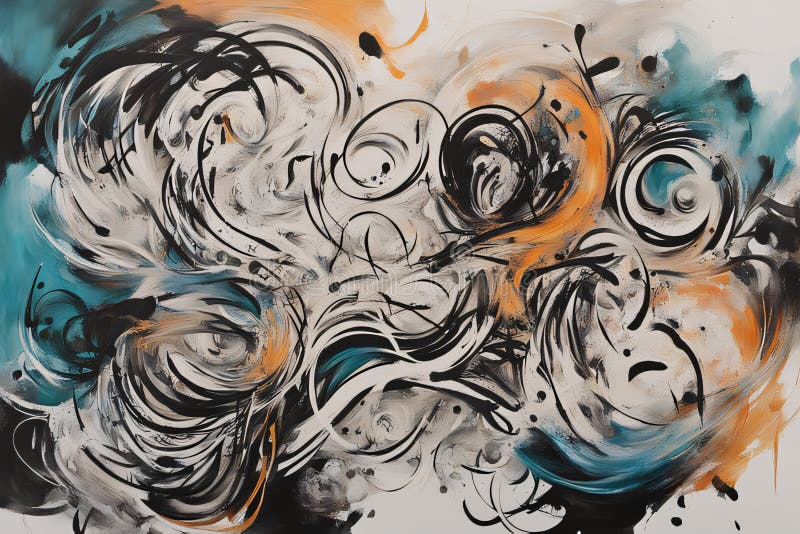 Swirling Abstract Line Art, Generated with AI Stock Illustration ...