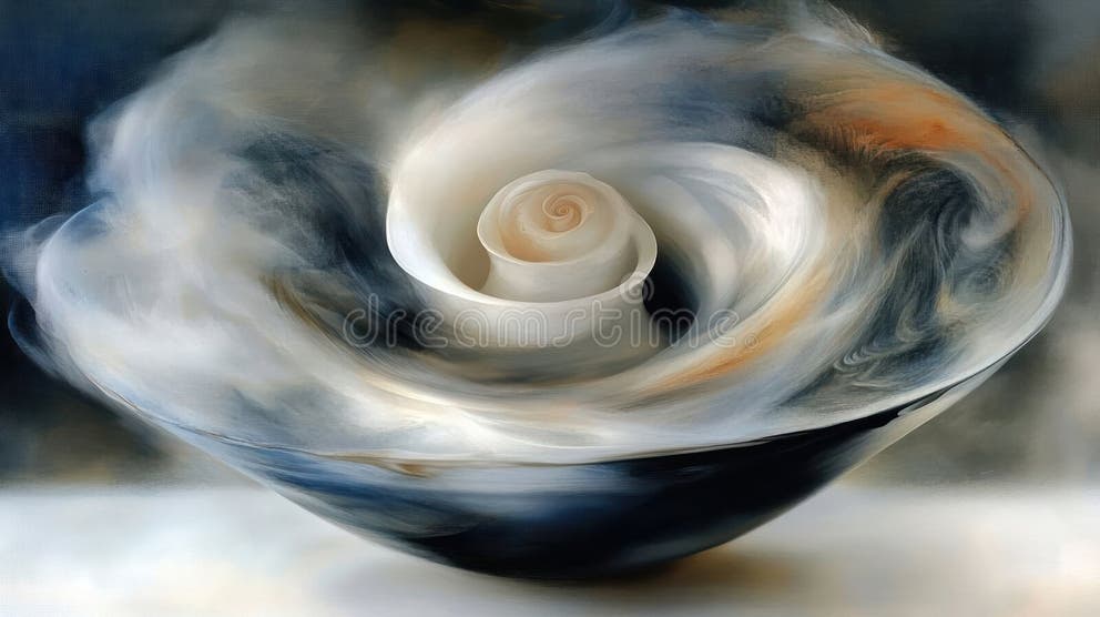 A Swirling Abstract Representation of a Rose within a Bowl, Blending ...