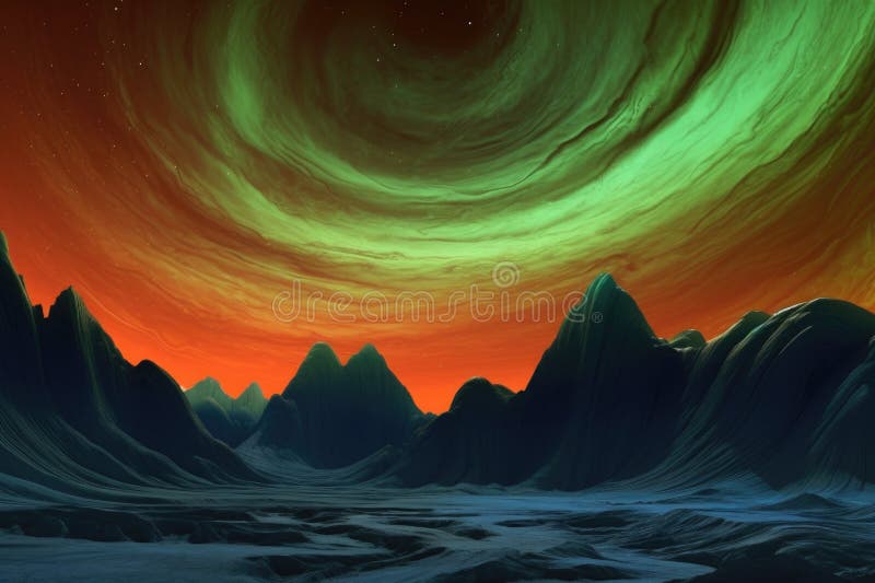 Swirling Auroras Above the Massive Olympus Mons on Mars Stock ...