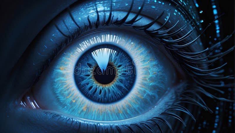 Technological Insight: Pupil of the Cyberspace. AI Generate Stock ...