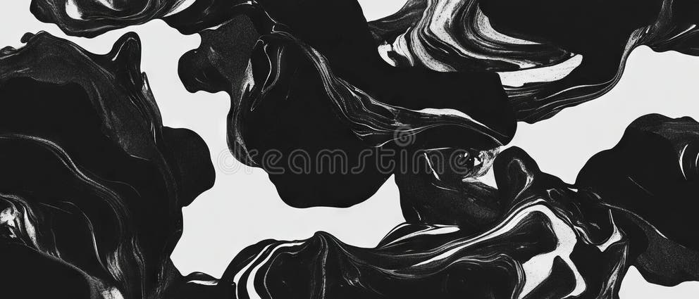 Marbled Black Ink Patterns Creating Dynamic Textures Against a Bright ...