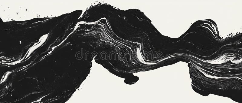 Swirling Black Ink Patterns Create Fluid Movements Against a Clean ...