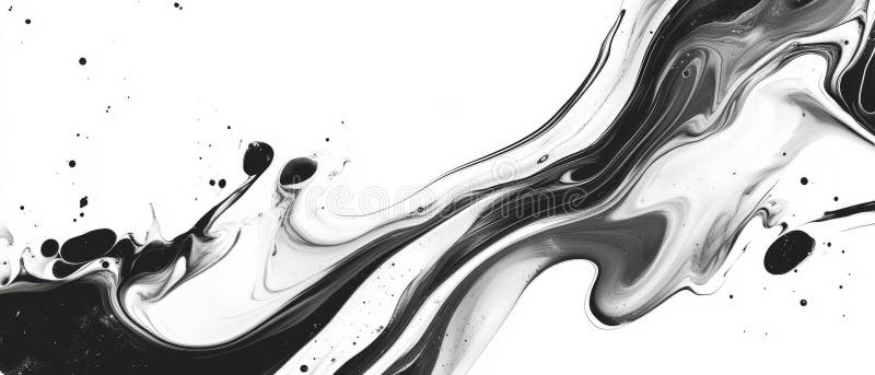 Seamless Marbled Black Ink Pattern with Swirling Gradients on Bright ...