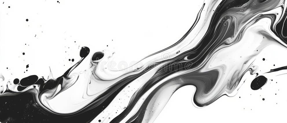Seamless Marbled Black Ink Pattern with Swirling Gradients on Bright ...