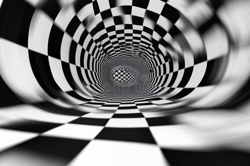 Swirling Black and White Checkered Tunnel Creates a Mesmerizing Optical ...