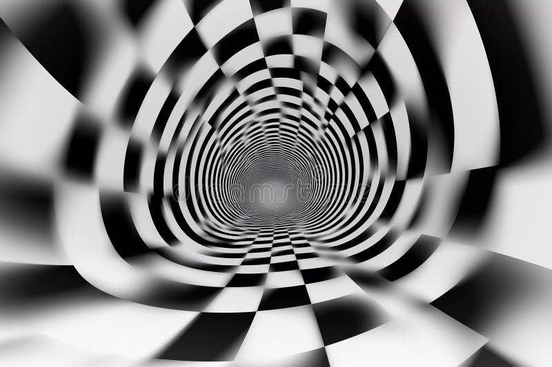 Swirling Black and White Checkered Tunnel Creates a Mesmerizing Optical ...
