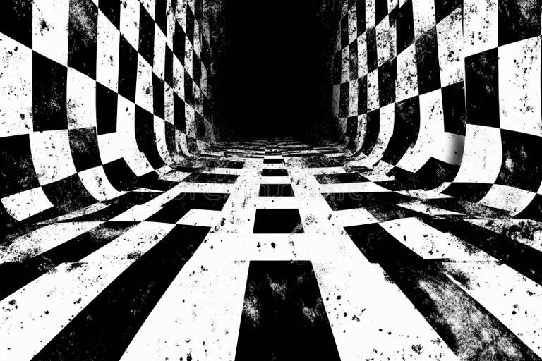 Swirling Black and White Checkered Tunnel Creates a Mesmerizing Optical ...