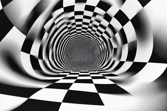 Swirling Black and White Checkered Tunnel Creates a Mesmerizing Optical ...