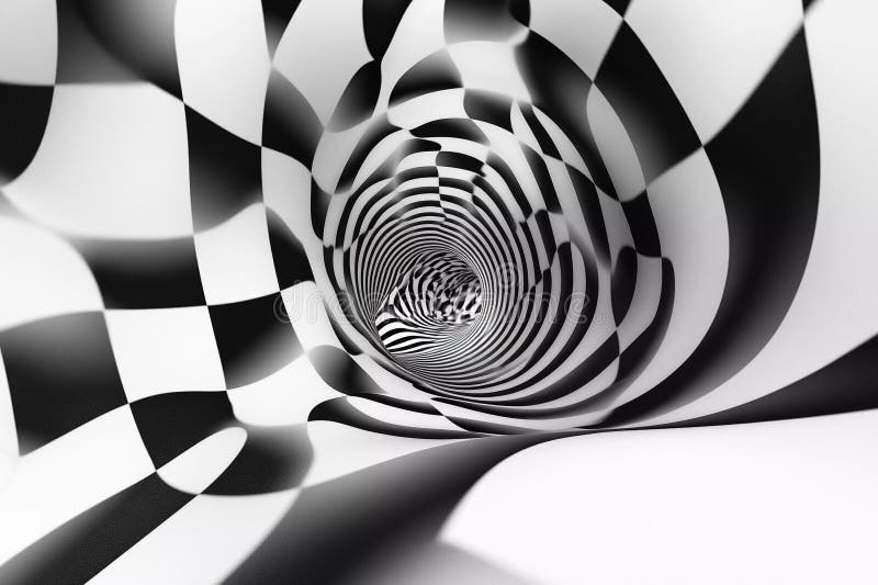 Swirling Black and White Checkered Tunnel Creates a Mesmerizing Optical ...