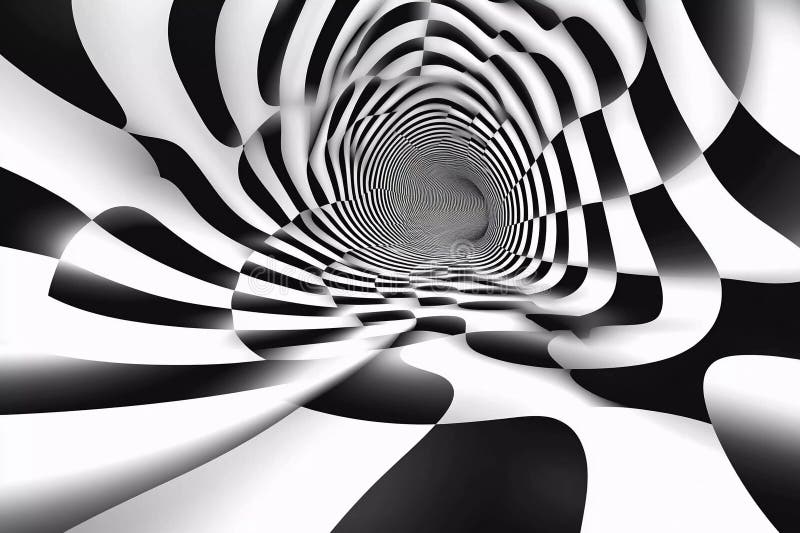 Swirling Black and White Checkered Tunnel Creates a Mesmerizing Optical ...