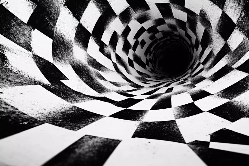 Swirling Black and White Checkered Tunnel Creates a Mesmerizing Optical ...