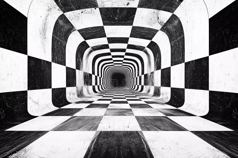 Swirling Black and White Checkered Tunnel Creates a Mesmerizing Optical ...