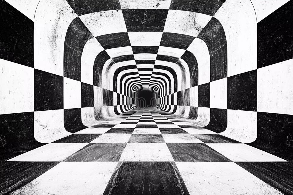 Swirling Black and White Checkered Tunnel Creates a Mesmerizing Optical ...
