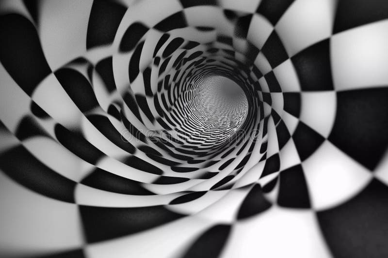 Swirling Black and White Checkered Tunnel Creates a Mesmerizing Optical ...