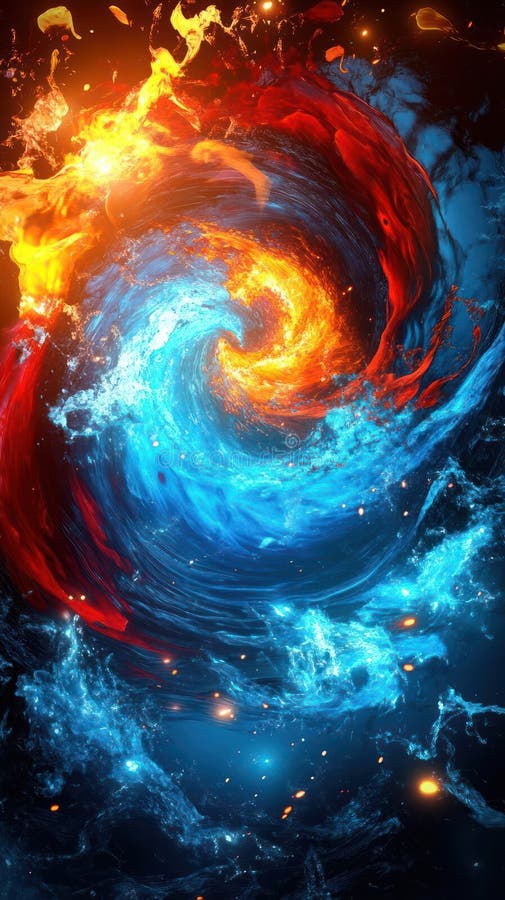 A Swirling Blend of Fiery Orange and Cool Blue, Representing Elemental ...