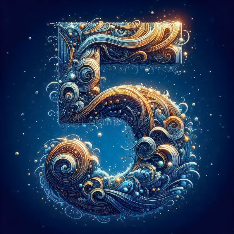 Swirling Blue Design Featuring Intricate Patterns Forming the Number ...