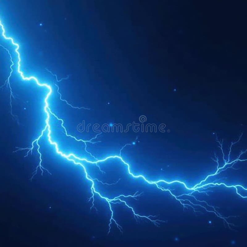 Swirling Blue Energy Waves, Intense Electric Bolts Flash Across a Dark ...