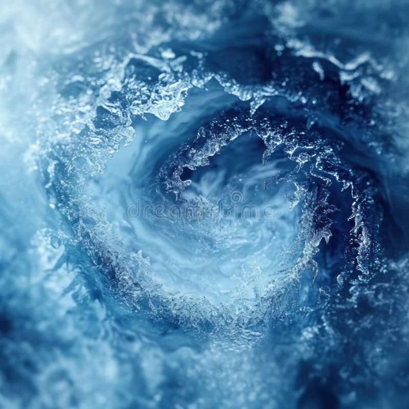 Swirling Blue Ice Formation with Intricate Patterns and Textures in a ...