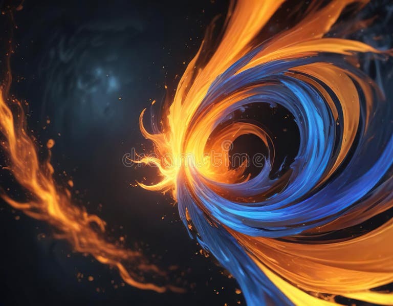 Blue and Orange Flame Swirl - Generative AI Stock Photo - Image of ...