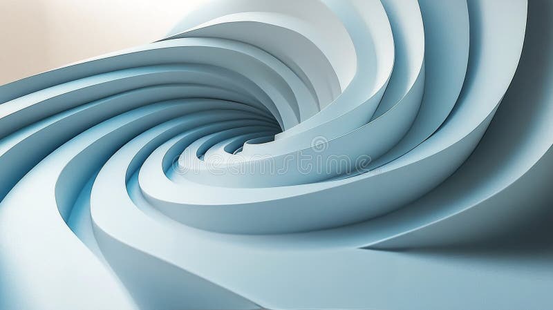 Swirling Blue Paper Forms Create a Modern Abstract Design in a Light ...