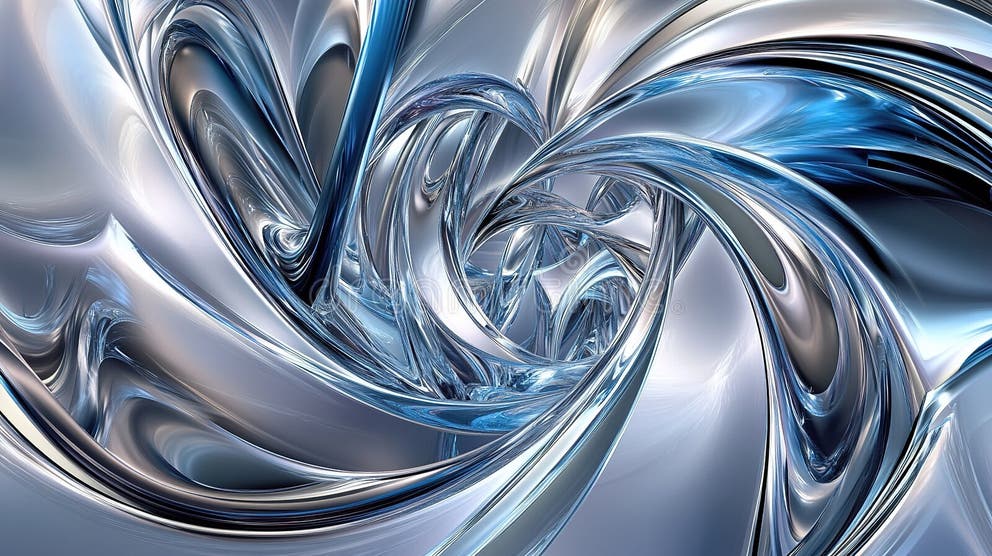 Swirling Blue and Silver Abstract Design Creating a Mesmerizing Vortex ...