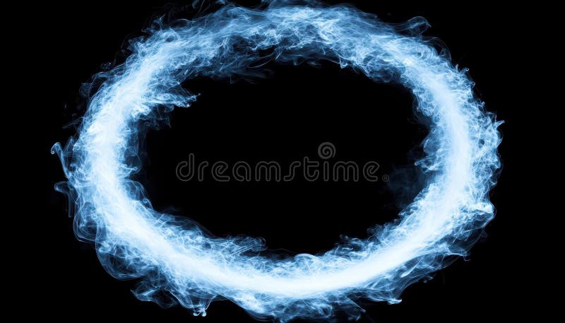 A Swirling Blue Smoke Ring Forms Elegantly Against a Dark Background ...