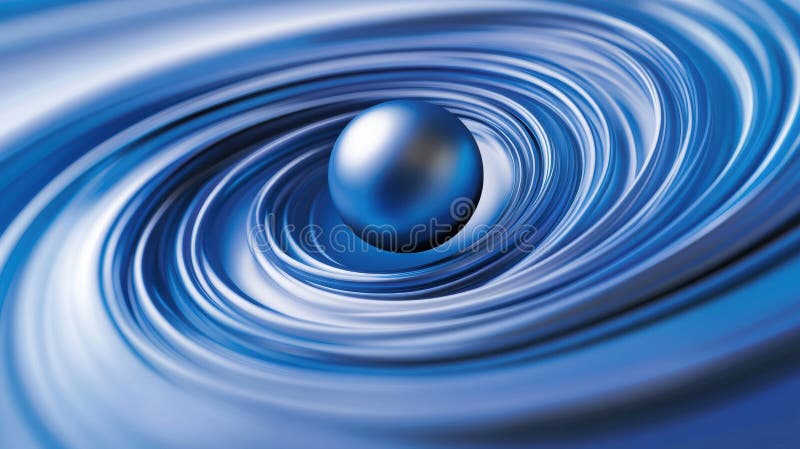 Swirling Blue Vortex with a Metallic Sphere at Its Center Creates a ...