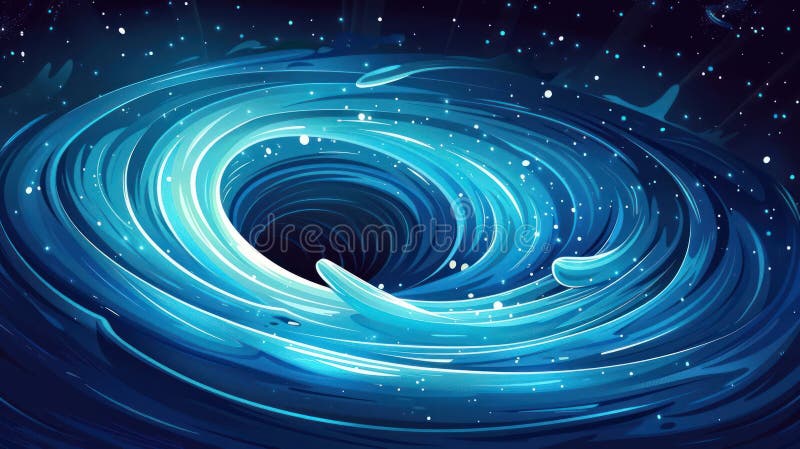 A Swirling Blue Vortex Representing a Black Hole in a Cosmic ...