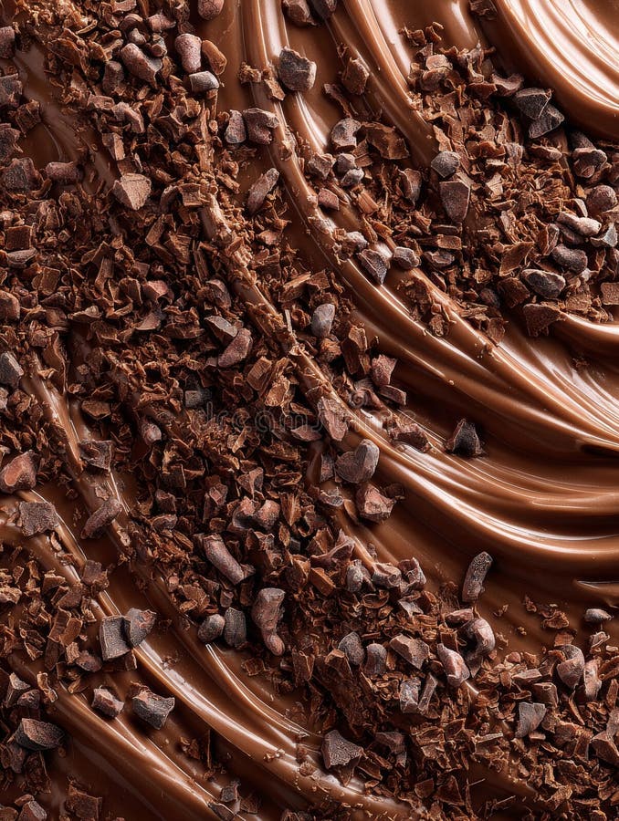 Swirling Chocolate Cream Mixed with Scattered Dark Chocolate Chips ...