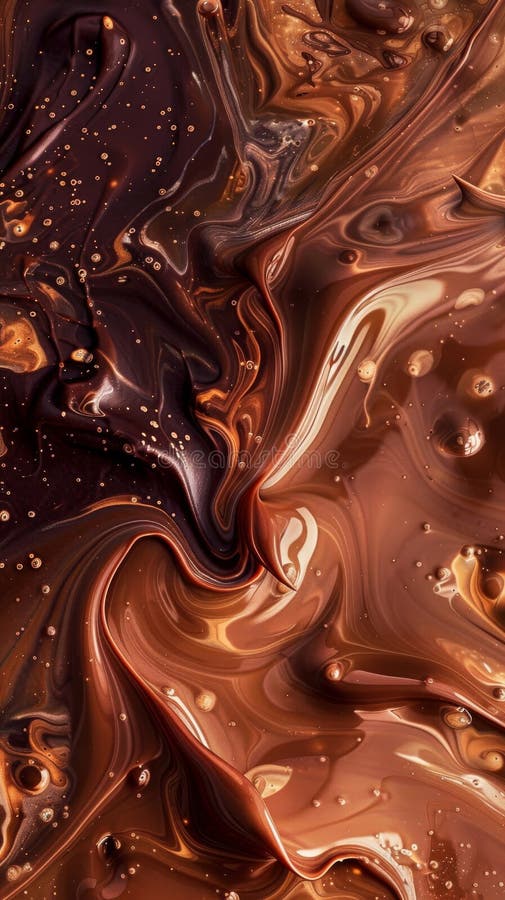 Swirling Chocolate Liquid Texture, Abstract Background. Confectionery ...
