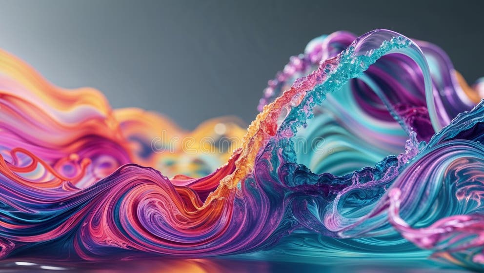 Swirling Chromatic Fluid Confluence with Dynamic Gradient Textures Stock Image - Image of ...