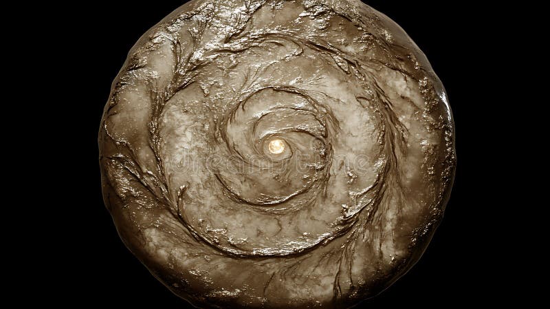 A Swirling Circular Textured Form with a Bright Center Light Stock ...