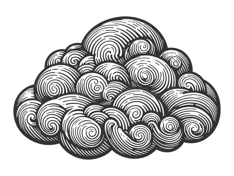 Swirling Cloud Engraving Vector Illustration Stock Illustration ...