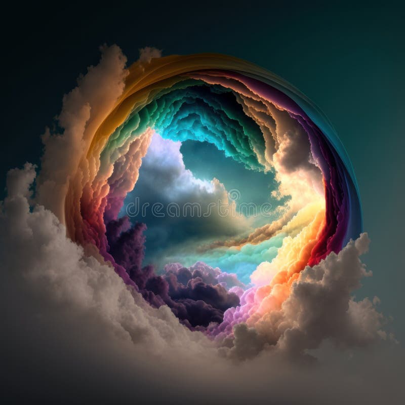 A Swirling Cloud Formation Creates a Mesmerizing Rainbow Effect Against ...