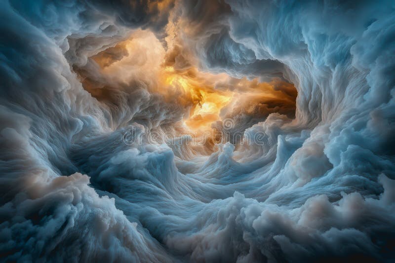 Swirling Cloud Vortex Illuminated by Soft Sunlight, Hyper-detailed ...